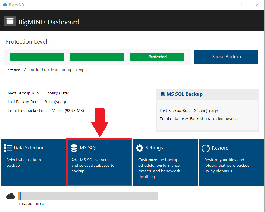 Backing Up MS SQL Database Using BigMIND - BigMIND Wiki