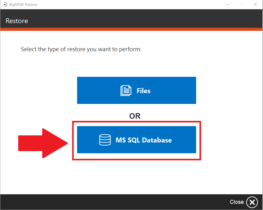 Restore MS SQL Database Using BigMIND - BigMIND Wiki
